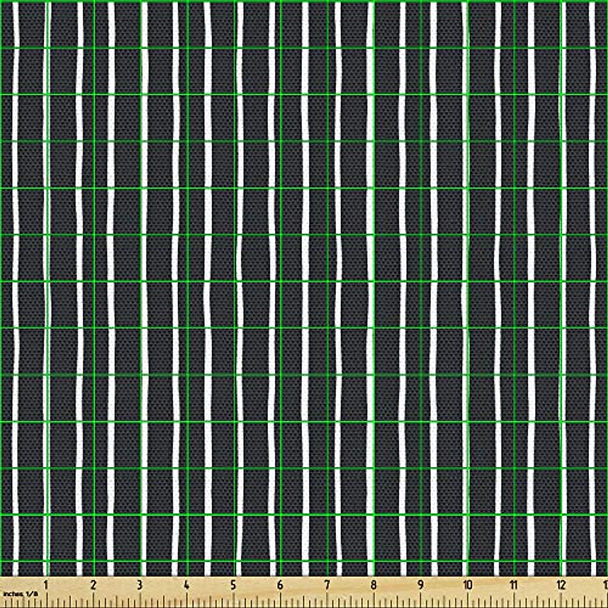 Ambesonne Pinstripe Fabric by The Yard, Monochrome Black and White Design White Thin Uneven Lines on Dark Backdrop, Decorative Fabric for Upholstery and Home Accents, 2 Yards, Black and White