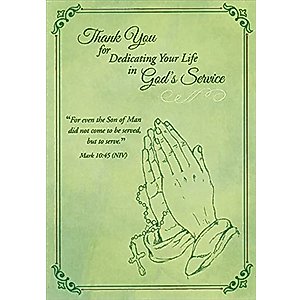 Designer Greetings Outline Of Praying Hands on Green Clergy Appreciation Day Card