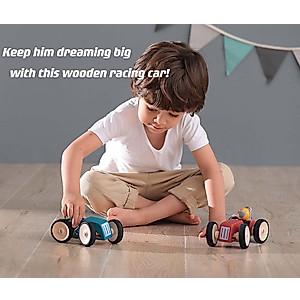 Lecelzie Toddler Wooden Toy Cars Montessori Toys for 1 2 3 4 Year Old Boys Girls Birthday Gift Party Favors for Kids Race Car Push and Pull Toys for 3-5