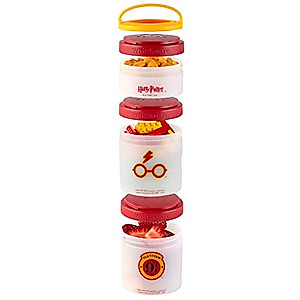 Whiskware Harry Potter Stackable Snack Containers for Kids and Toddlers, 3 Stackable Snack Cups for School and Travel, Harry Potter
