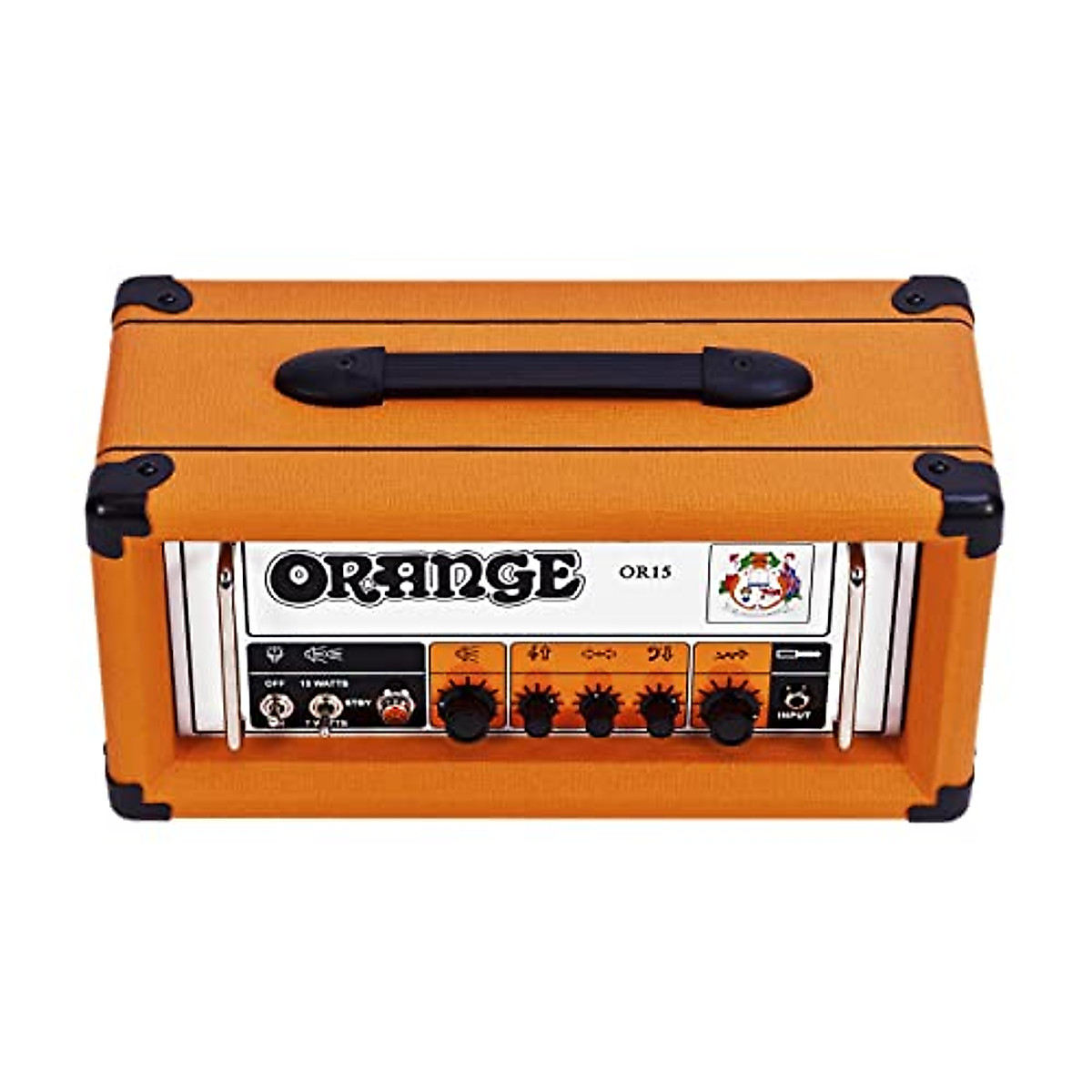 Orange OR15 15-Watt Single Channel, Compact Tube Guitar Amp Head with Instrument Cable and Austin Bazaar Polishing Cloth