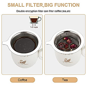 PREONA Pour Over Coffee Dripper,Reusable Coffee Filter,Slow Drip Paperless Stainless Steel Cone Coffee Coffee Maker,Easy to Use and Clean (1-2Cup)