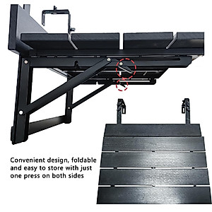 Generic Annurssy Foldable Balcony Railing Table, Rail Hanging Bar Table, Garden Baluster Patio Table(Black), Large