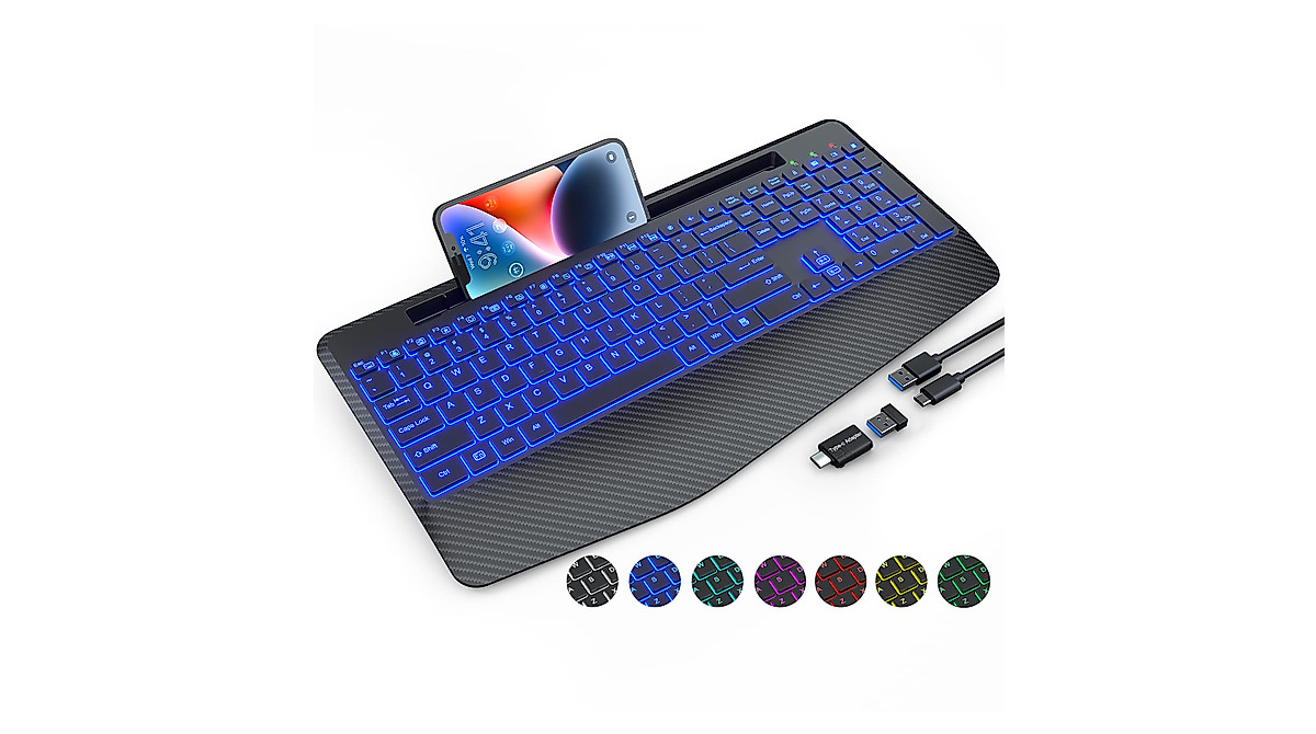 SABLUTE Wireless Keyboard - Ergonomic & Colorful Backlit