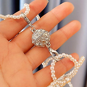 WAYUTO 2 Pack Magnetic Curtain Tiebacks Pearl White Floral Tie Backs for Curtains Drapes Window Flower Curtain Buckle Strap Fancy Cute Creative Elegant for Home Office Bedroom Decorative