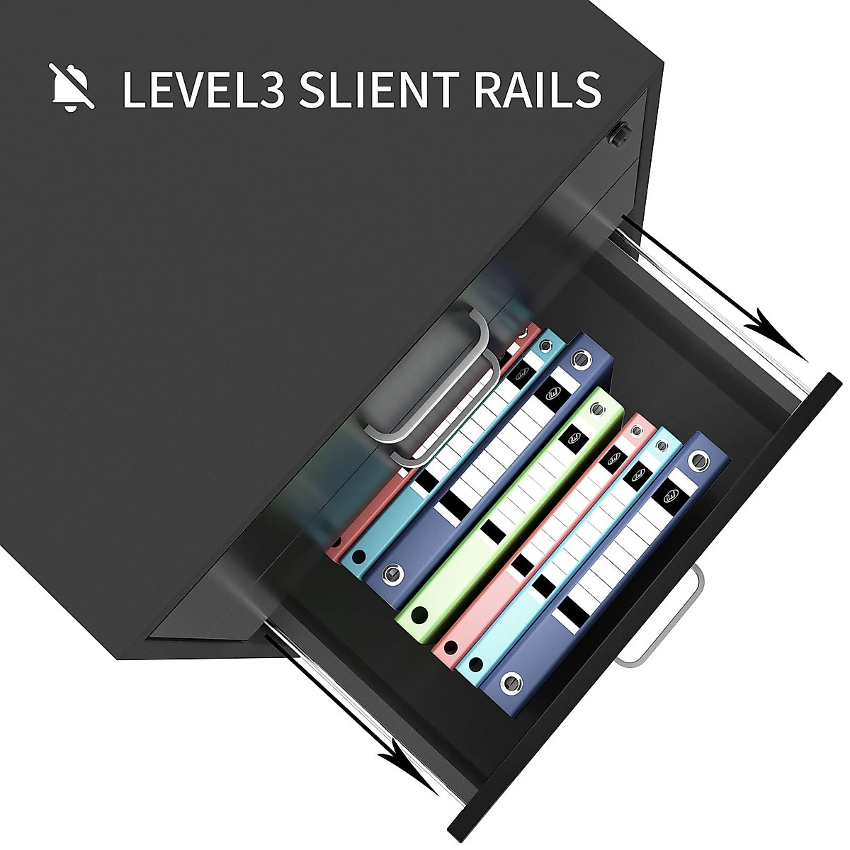 soges 3 Drawer Mobile File Cabinet, Rolling Filing Cabinet, Home Office Lockable Pedestal File Cabinet, Under Desk Cabinet on Wheels, 10CZSSFC04BK