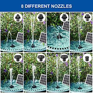 SZMP Solar Fountain Kit for Bird Bath, 9.84 Power Cord Glass Panel Solar Bird Bath Fountains No Battery 9 Nozzles, Solar Water Fountain for Outdoor Patio Garden Décor