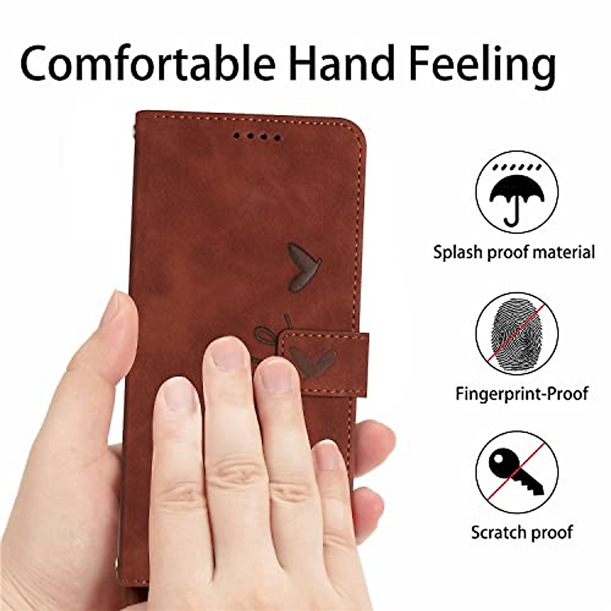 Kainevy for Infinix Hot 12 Pro Case Wallet Black with Lanyard Durable Leather Case for Infinix Hot 12 Pro Phone Case with Card Holder Buckle Flip Design Protective Cover for Womem Men (Brown)
