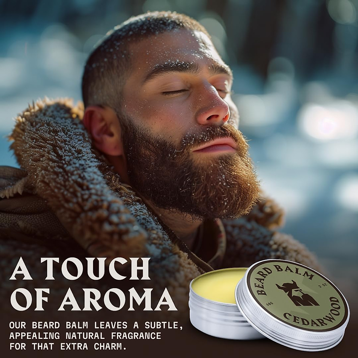 Striking Viking Beard Balm for Men - Leave-In Beard Conditioner - Styling Balm with Natural Butter - Argan & Jojoba Oils, Strengthens & Softens (Cedar Scent, 2 Oz) - Mustache Wax