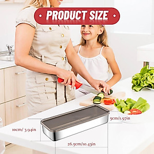 Rarapop Bacon Container with Lids for Refrigerator, Stainless Steel Deli Meat Storage Containers with Elevated Base, Airtight Fridge Storage Containers Cheese Keeper, Dishwasher Safe【1 Pack】