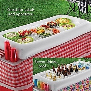 2 Packs Inflatable Pool Table Serving Bar - Large Buffet Tray Server with Drain Plug - Keep Your Salads & Beverages Ice Cold - for Parties Indoor & Outdoor Use