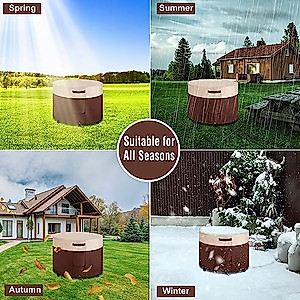 ELEXTYLE Round Fire Pit Cover 32 Inch Waterproof Heavy Duty Outdoor Round Firepit Covers 600D Patio Small Fire Pit Table Cover Dustproof Anti UV,32”D X 24”H