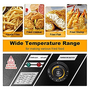 Winado 12.7QT Capacity Electric Deep Fryer with Baskets & Lids, 12L Countertop Stainless Steel Dual Tank Temperature Control Frying Machine, for Home & Commercial 5000W 60Hz 110V