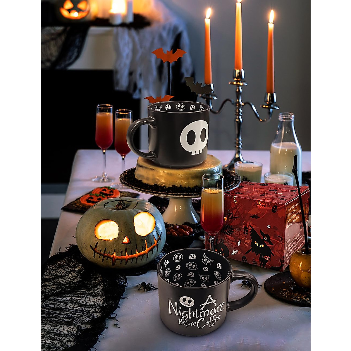 Cessfle Nightmare Before Christmas Gifts, Nightmare Before Christmas Mug, Jack Smile Face Skellington Christmas Coffee Mug 14oz, Christmas Gifts for Women Men