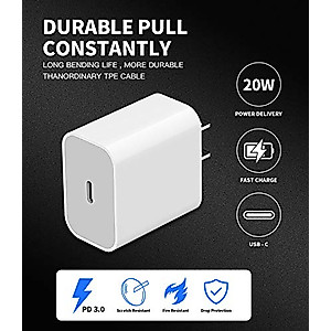 20W Watt Power Charging Adapter Lightning to USB C Fast PD Wall Charger Block With 5ft Cable Quick Box Compatible for IPhone 11 12 PRO MAX MINI XS XR SE2 X 8Plus Ipad ARI Airpod Cord Samsung Type Plug