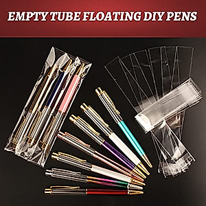 10 Pieces Empty Tube Floating DIY Pens Metal Empty Tube Ballpoint Pens DIY Glitter Liquid Sand Pens with Self Adhesive Pen Bag for Christmas Thanksgiving Favorite Gif
