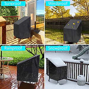 Outdoor Chair Covers Waterproof 2 Pack, High Back Patio Chair Covers for Outdoor Furniture Cover, Stacking Chair Cover Anti-UV, Snow Dust Wind-Proof, Patio Furniture Covers 47"×25"×25"