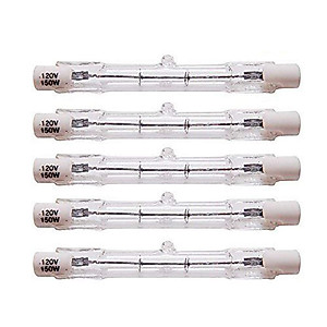 CTKcom 150-Watt 3.1-Inch T3 Halogen Light Bulbs(5 Pack) - J Type 78mm Double Ended 120 Volts 150 Watt T3 Halogen Bulb R7S Double Ended Filament Flood Lights Quartz Tube Lamps,5 Pack