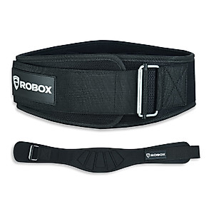 ROBOX Weight Lifting Belt, Lumbar Support, Powerlifting, Gym, Workout, Deadlift, Squat, Back Support 6" Neoprene Padded Self-Lock Buckle Belt for Men and Women (Small)