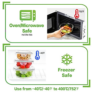 HOMBERKING Glass Food Storage Containers with Lids, [18 Piece] Glass Meal Prep Containers, Airtight Glass Lunch Bento Boxes, BPA-Free & Leak Proof (9 lids & 9 Containers) - Grey