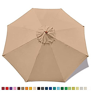 MASTERCANOPY Patio Umbrella 10 ft Replacement Canopy for 8 Ribs-Beige