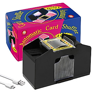 Ni-SHEN 4 Deck Automatic Card Shuffler USB/Battery Operated Electric Shuffler for Family Party Poker/Blackjack/UNO(1-4 Deck Card Shuffler)