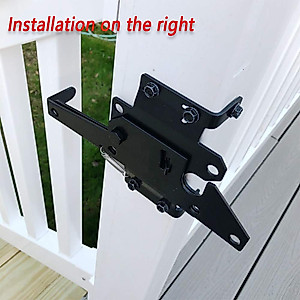 Gate Latches for Wooden Fences Heavy Duty Post Mount Automatic Gravity Lever Spring Self Locking Hardware Wood/Vinyl Fence Gate Lock for Secure Pool/Yard/Garden,Black Finishing,Steel