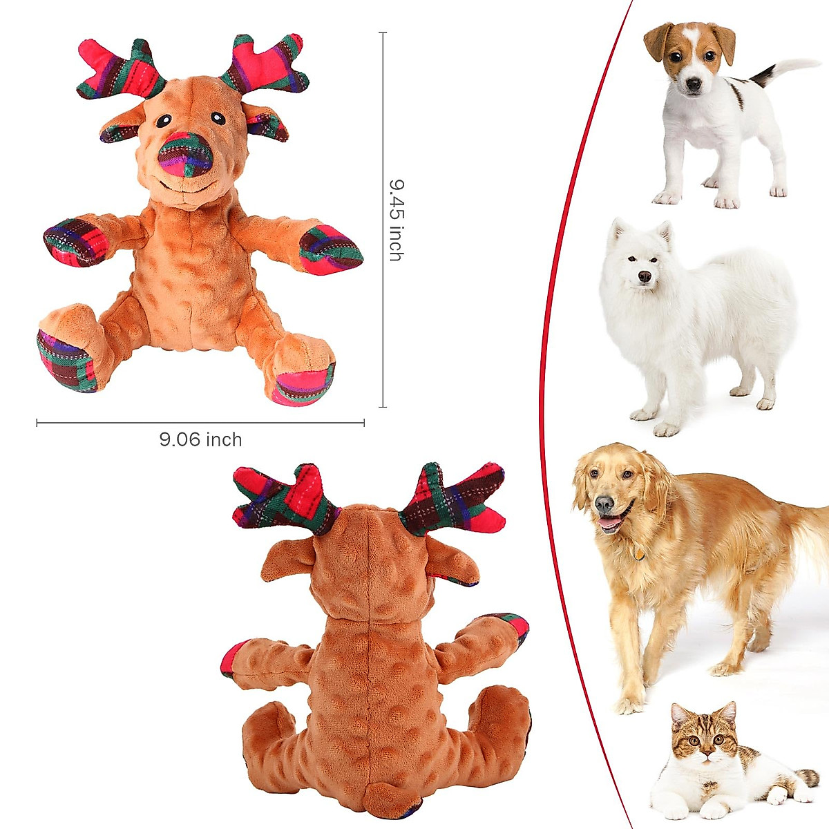 Chngeary Christmas Dog Chew Toys for Small Medium Large Dogs, Bite Resistant Design Christmas Squeaky Plush Dog Toys Ugly and Cute Elk Used as Puppy