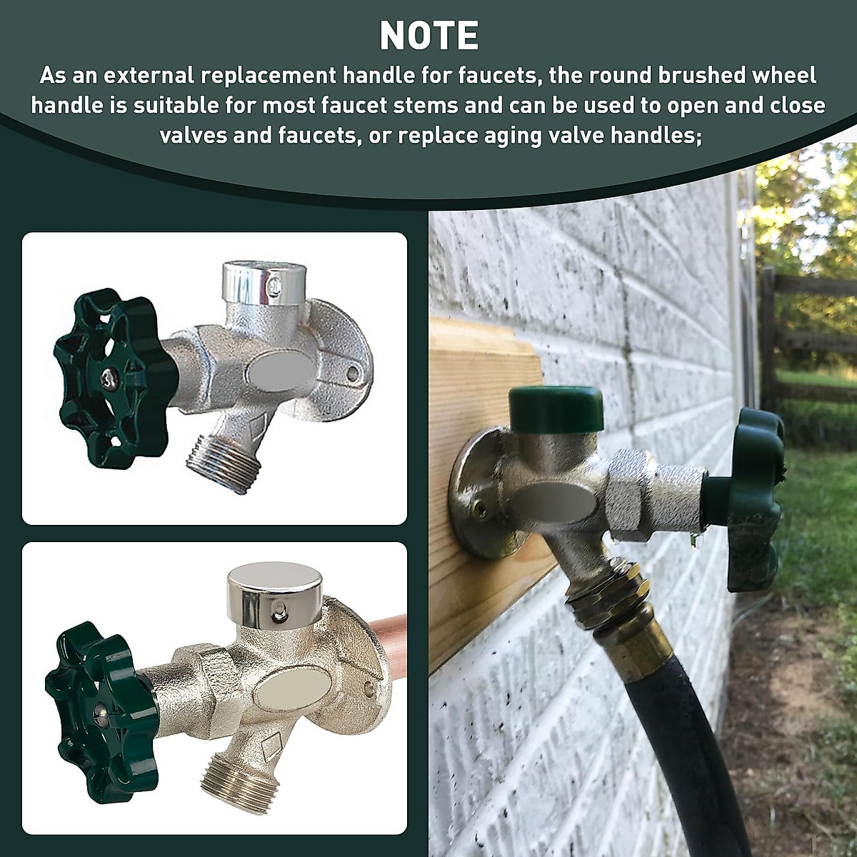 VIDABTE Outdoor Faucet Handle,Hose Bibb Round Wheel Handle for Danco 10006 10006P,Outdoor Water Spigot with Universal Design Adapter and Screws,Water Spigot Hose Bibb Round Wheel Replacement (2 Set)