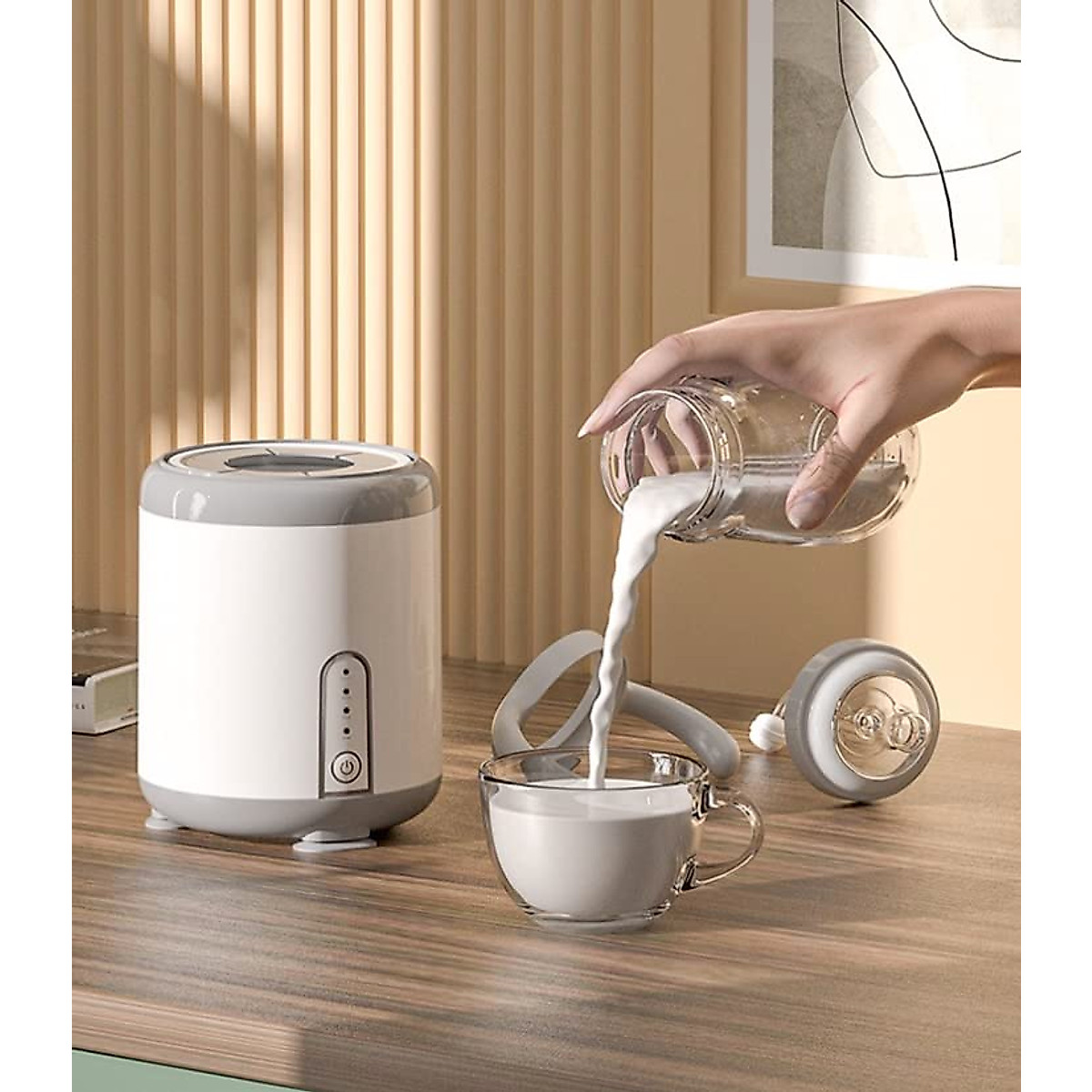 Baby Formula Dispensers & Mixers,360 -Degree Two -Way Shaking Milk,Shake Milk Evenly and Less Bubbles,Three -Gear Timing Milk,Wireless Portable Milk Shake,1200mAh Battery,Baby Bottle Shaker (White)