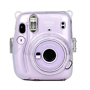 EpicGadget Case for Fujifilm Instax Mini 11 - Clear Hard PVC Protective and Portable Camera Cover with Detachable Adjustable Shoulder Strap