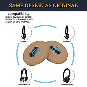 OE2 Ear Pads, Replacement Soft Protein Leather Pads Memory Foam Cushions Earpads Muffs for Bose SoundLink On-Ear Wireless Headphones, Bose On-Ear 2 (OE2) and Bose SoundTrue On-Ear Headphones - Brown