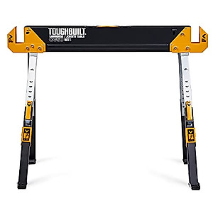 ToughBuilt - Folding Sawhorse/Jobsite Table - Sturdy, Durable, Lightweight, Heavy-Duty, 100% High Grade Steel, 1300lb Capacity, Pivoting Feet, Adjustable Height Legs - (TB-C650) - 2 Pack