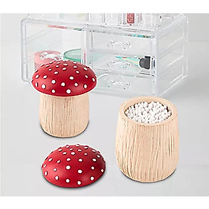 dgudgu 2 Pack Qtip Holder Mushroom Cotton Ball Holder Cotton Swab Holder Qtip Dispenser Bathroom Cotton Ball And Qtip Organizer Cotton Ball Container