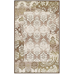 SUPERIOR Indoor Small Area Rug with Jute Backing, Decor for Living Room, Entryway, Hardwood, Office, Bedroom, Dining, Kitchen, Scrolling Vintage Medallion, Mystique Collection, 4' x 6', Brown