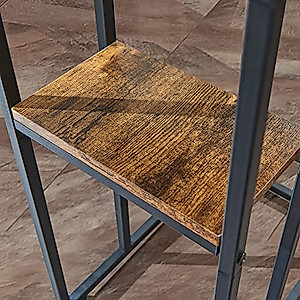 Somdot Side Table, Sofa End Table with Storage Shelf, C Shaped TV Tray Table, Serving Snack Table for Couch Bed, Easy Assembly - Rustic Brown/Black