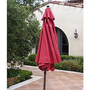 Formosa Covers 7.5 ft Outdoor Patio Umbrella Market Style with Crank & Tilt, Aluminum Anti-Rust Pole with Flexible Fiberglass Ribs - Perfect for Patio, Deck, Small Bistro, and Pool - Red