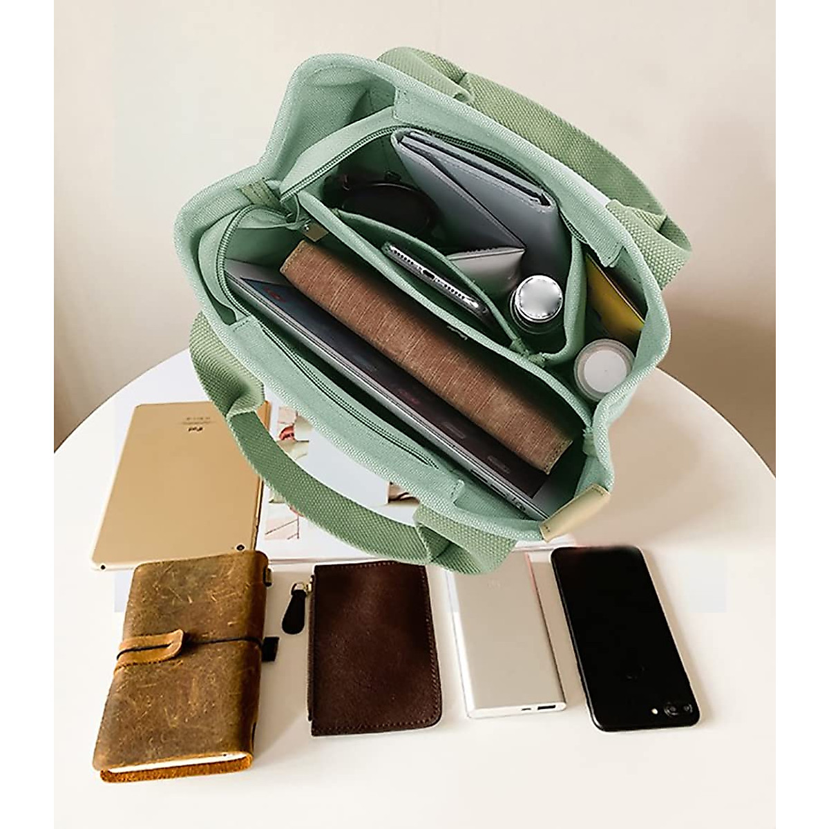 beyondy Large Capacity Multi-Pocket Handbag (Pink)