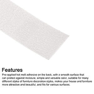 uxcell Edge Banding, 1-1/8 inch x 24.6ft Pre-Glued White Embossed Veneer Edging Iron-on Flexible Edge Banding for Cabinet Repair Furniture Restoration