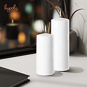 Hyoola White Pillar Candles 2x8 Inch - 4 Pack Unscented Pillar Candles - European Made