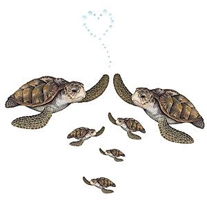 Sea Turtle Wall Decals for Kids Room Decor Bundle Under The Sea Decoration Wall Stickers, Underwater Ocean Tortoise Beach Art for for Boys Girls Bathroom Bedroom Playroom