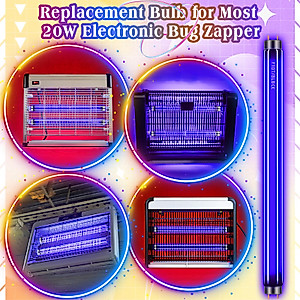 Qualirey 2 Pack Bug Zapper Replacement Bulbs, 13 Inch T8 10w Bug Zapper Bulb Black Bug Lights Mosquitos Bulb for 20w Electronic Bug Zapper Lamp Indoor Outdoor Home Office Kitchen Camping