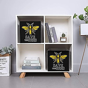 Save The Bees Large Cubes Storage Bins Collapsible Canvas Storage Box Closet Organizers for Shelves