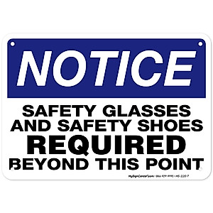 Safety Glasses and Safety Shoes Required Beyond This Point Sign, 7" x 10" 0.40 Aluminum, Fade Resistance, Indoor/Outdoor Use, USA MADE By My Sign Center