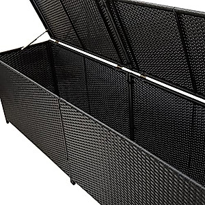 YEZIYIYFOB 160 gal Outdoor Storage Box Large Deck Box Taupe Black Rattan Patio Storage Box Garden Storage Suncast Chest Container Poly Cabinet for Lawn Backyard 78.7"x19.6"x23.6" Black NOT WATERPROOF