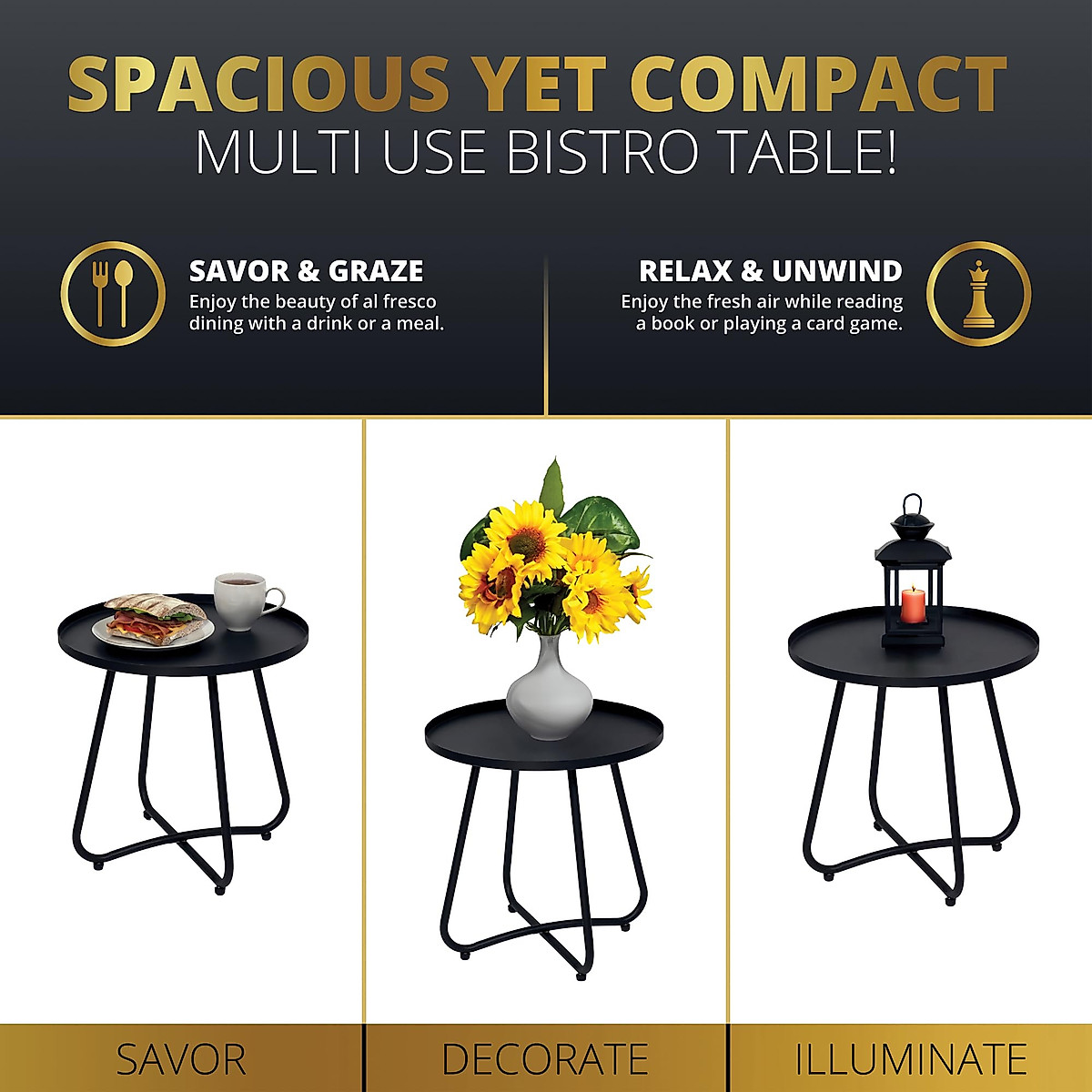 Kinger Home Olive 3-Piece Patio Bistro Table and Chairs Set of 2, Outdoor Wicker Chairs Set with Cast Aluminum Frame, Green