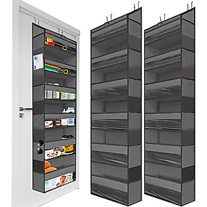 HOMELUX THEORY 2PC Heavy Duty Over the Door Organizer 55x14x6.7, 6 Large Front & 12 Mesh Pockets, Hanging Storage Closet Door Organizer for Bedroom, Bathroom and Baby Nursery Storage (Dark Gray)