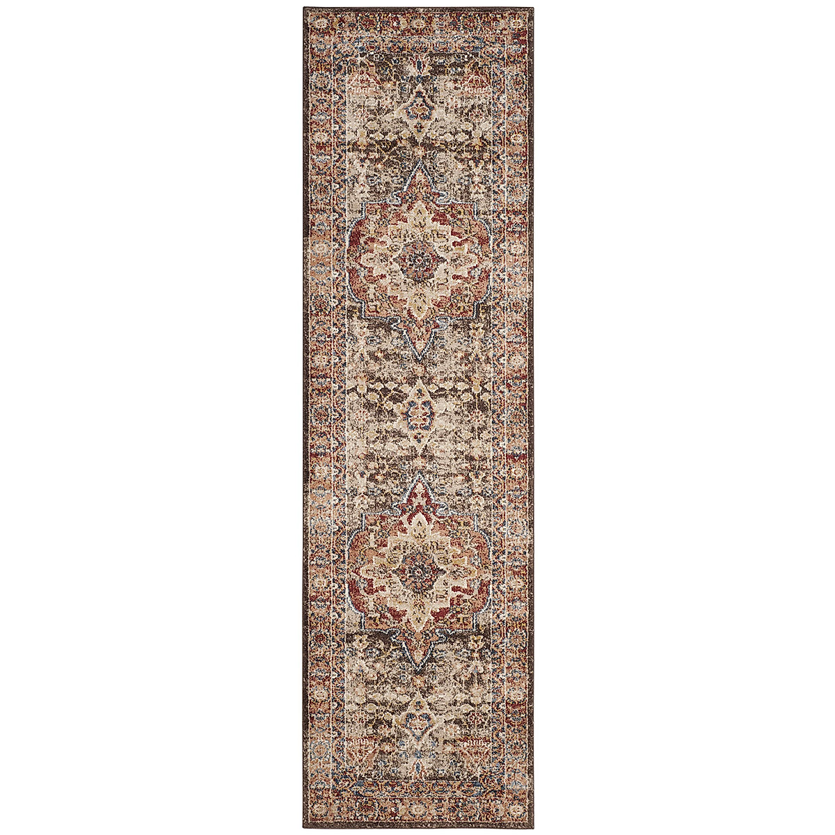 SAFAVIEH Bijar Collection Runner Rug - 2'3" x 12', Brown & Rust, Traditional Oriental Distressed Design, Non-Shedding & Easy Care, Ideal for High Traffic Areas in Living Room, Bedroom (BIJ652D)