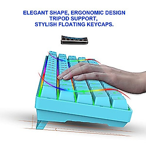 Snpurdiri 60% Wireless Gaming Keyboard and Mouse Combo,LED Backlit Rechargeable 2000mAh Battery,Small Membrane But Mechanical Feel Keyboard + 6D 3200DPI Mice for Gaming,Business Office（Blue