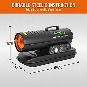 Hykolity 85,000 BTU Forced Air Kerosene Diesel Heater, Portable Torpedo Space Heater with Thermostat Control for Warehouse, Garage, Jobsite and Construction Sites, CSA Certified